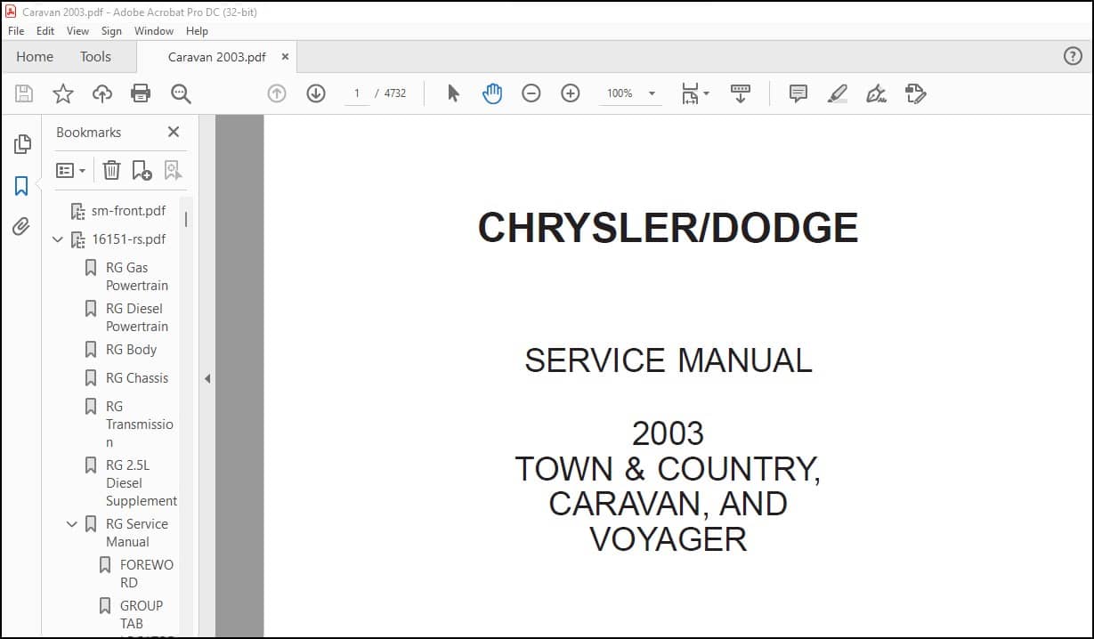 2003 Dodge Caravan & Voyager Service Manual – PDF DOWNLOAD - Dodge ...